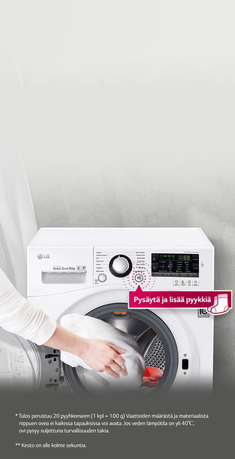 LG 1-6.5 kg 6 Motion Direct Drive pesukone, 45 cm syvä & NFC ...