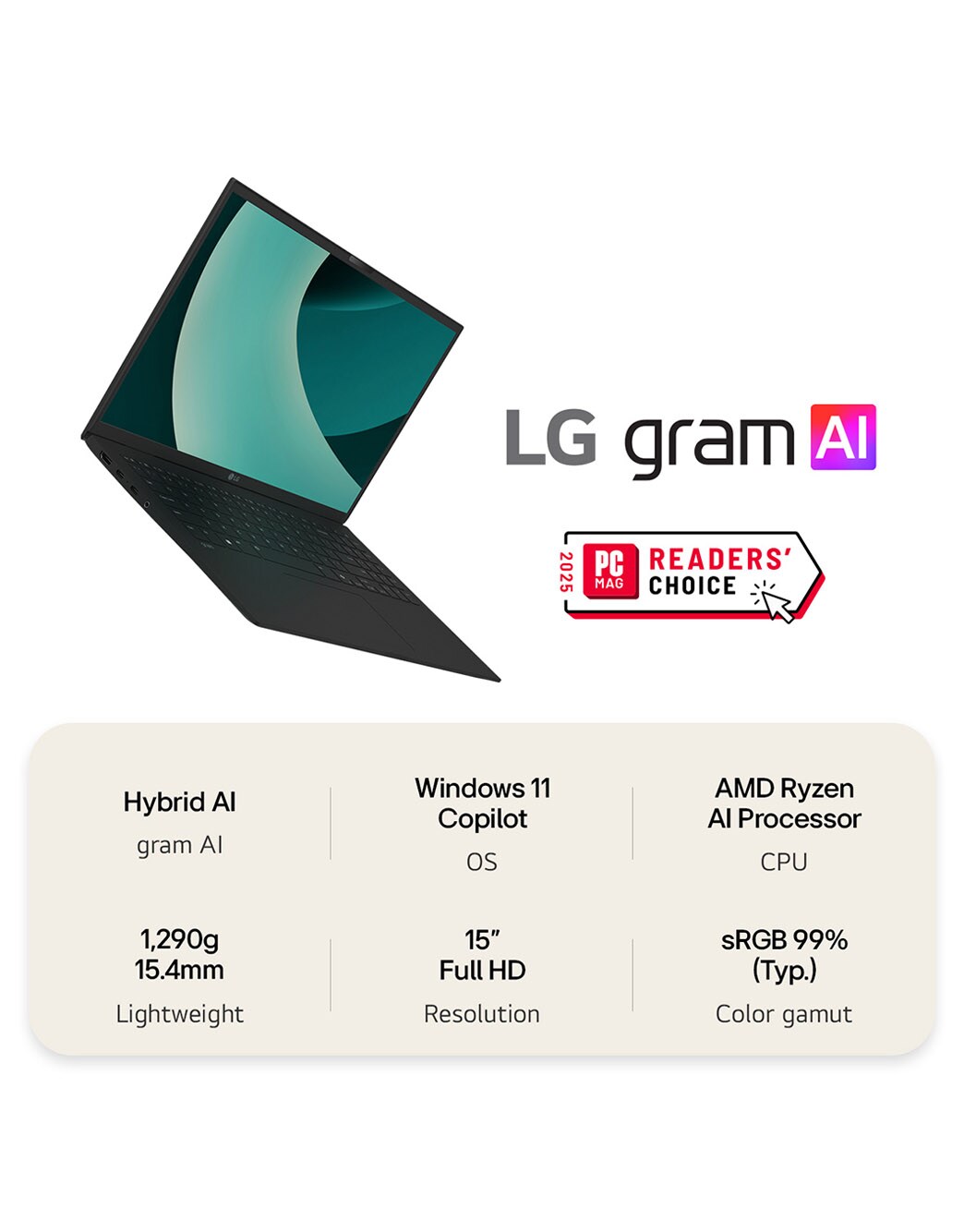 LG 15Z80T: gram 15” | Lightweight AMD Ryzen AI Processor Laptop ...
