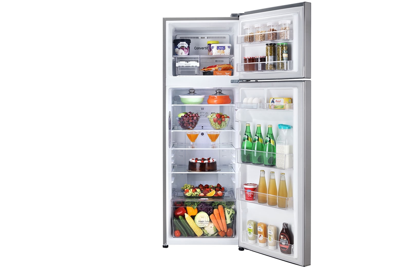 308L MOIST ‘N' FRESH Top Freezer in Shiny Steel | LG LK