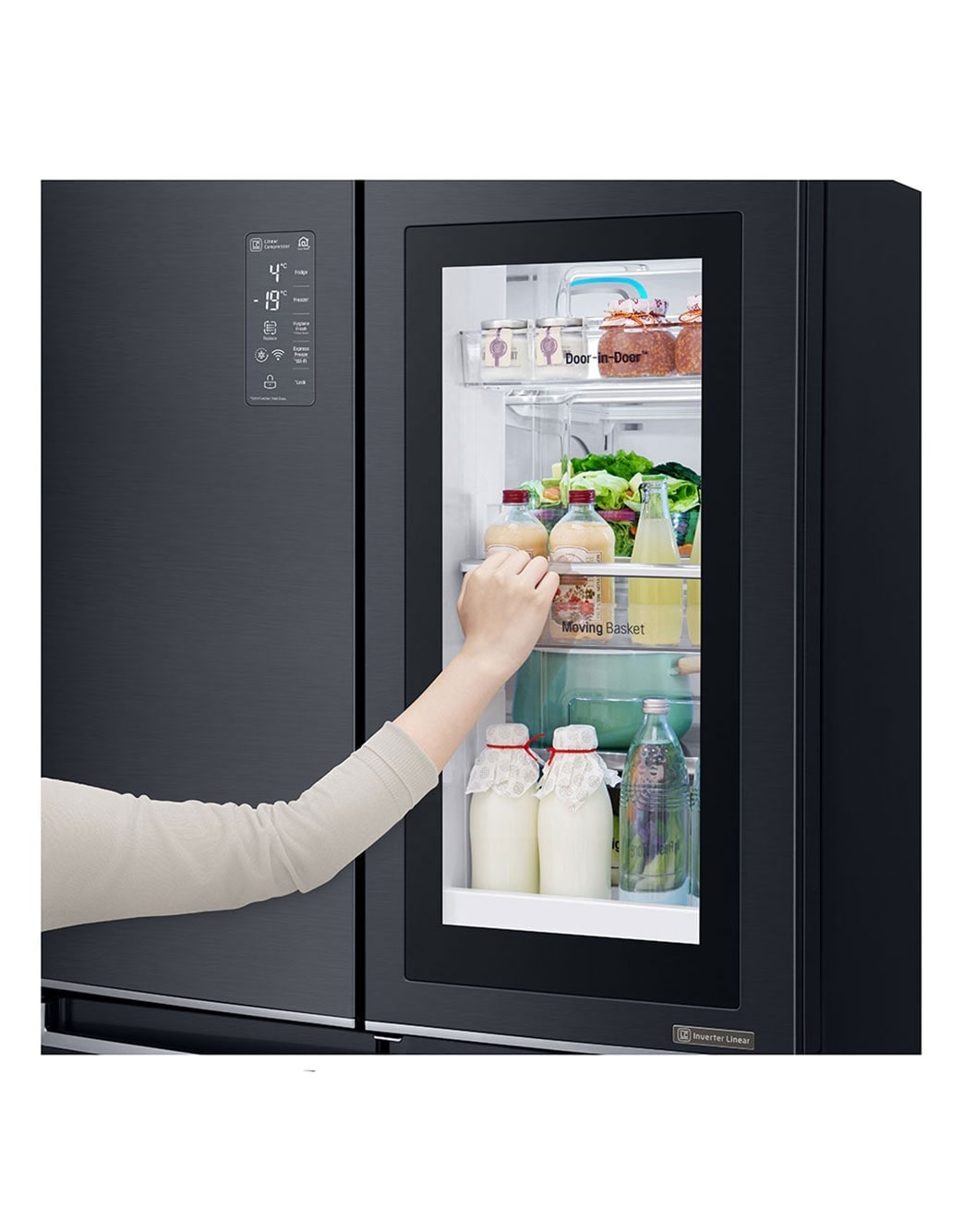 725L InstaView Door-in-Door Fridge in Matt Black | LG LK