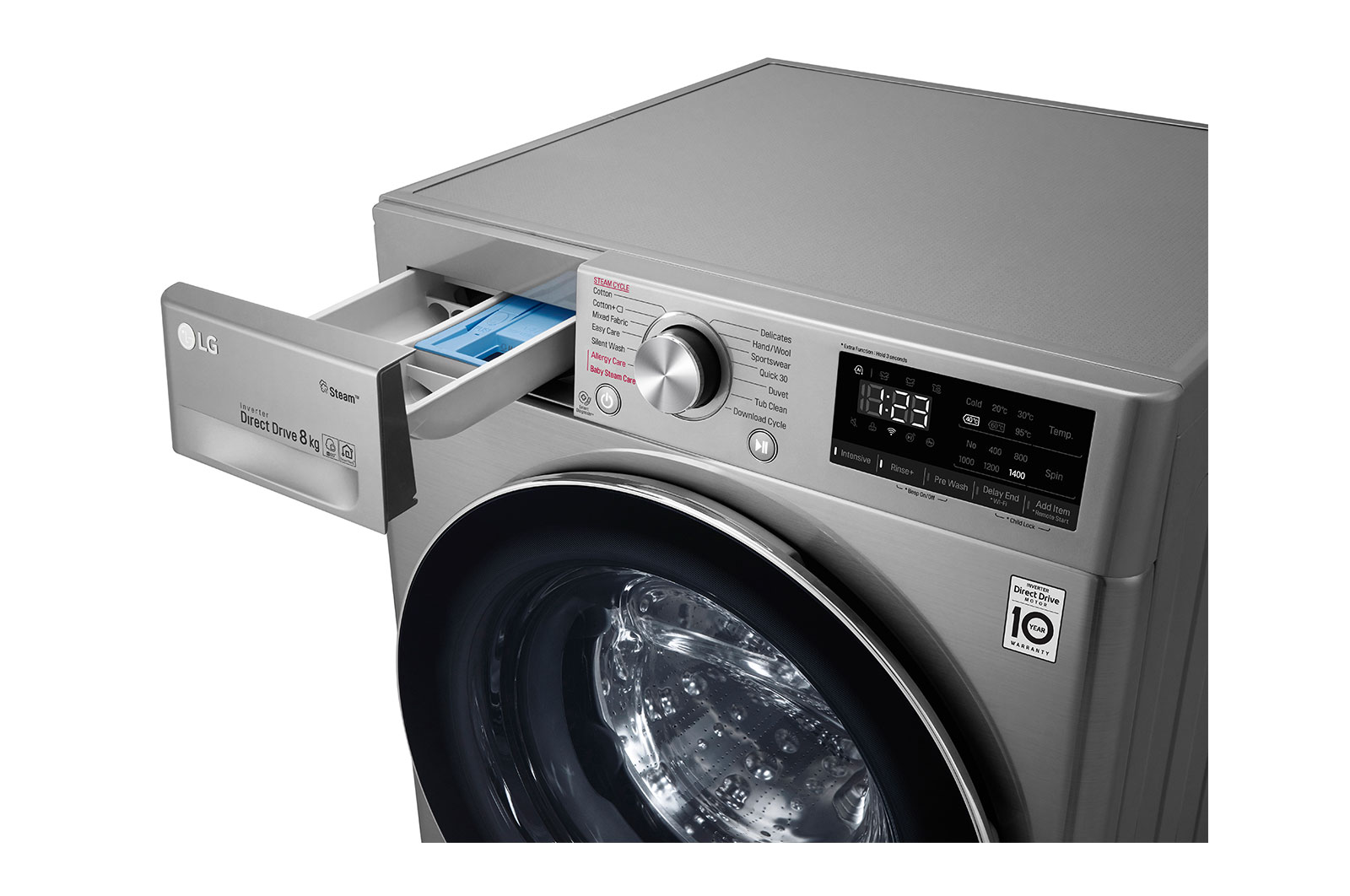 8KG AI Direct Drive Front Load Washer in Steel | LG LK