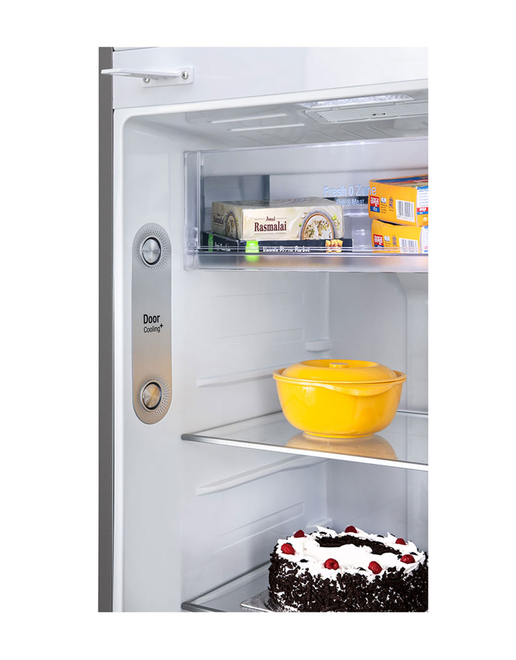 471L Top Freezer with LED Lighting in Shiny Steel | LG NP