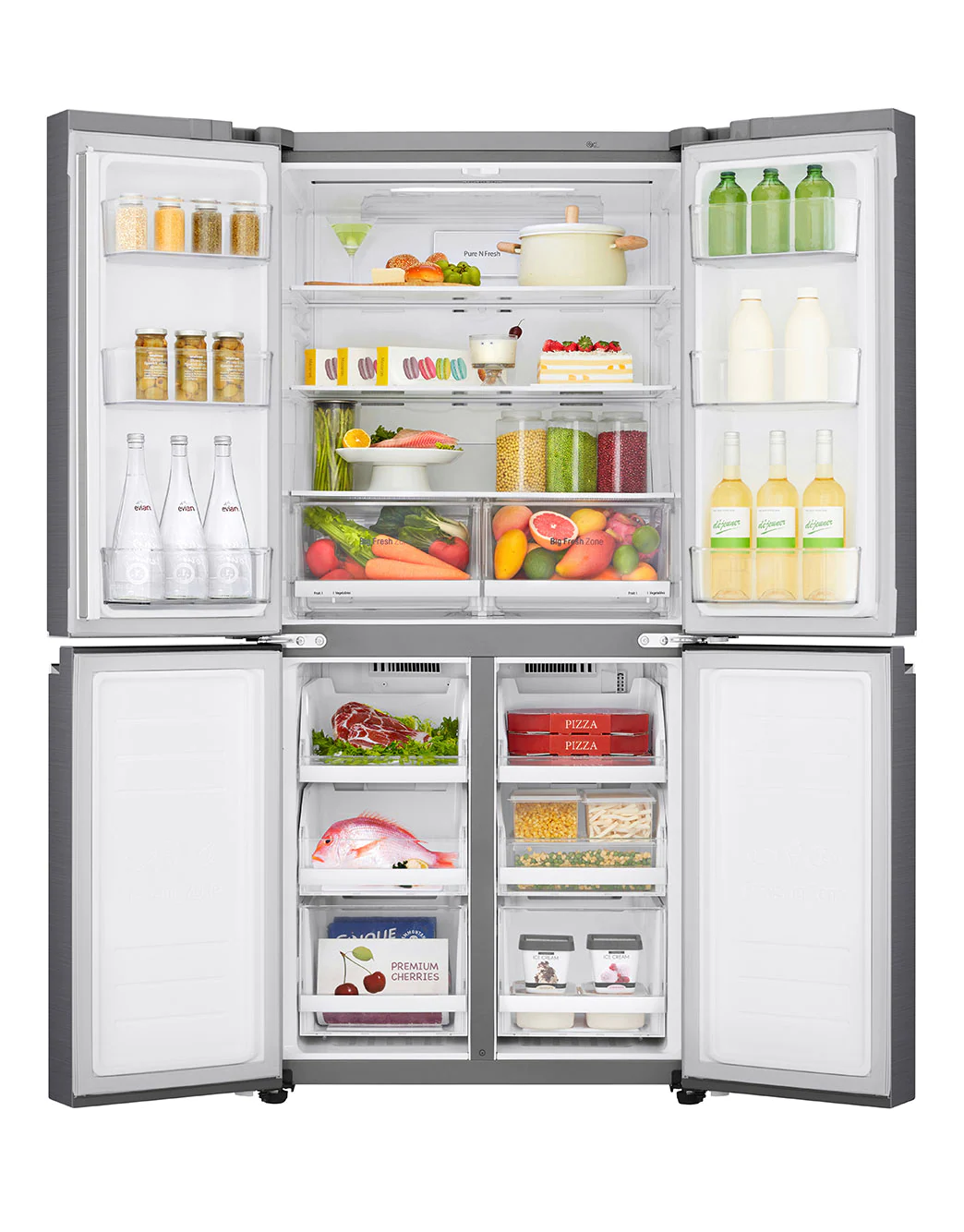 464L Slim Side-by-Side Fridge in Platinum Silver | LG NP