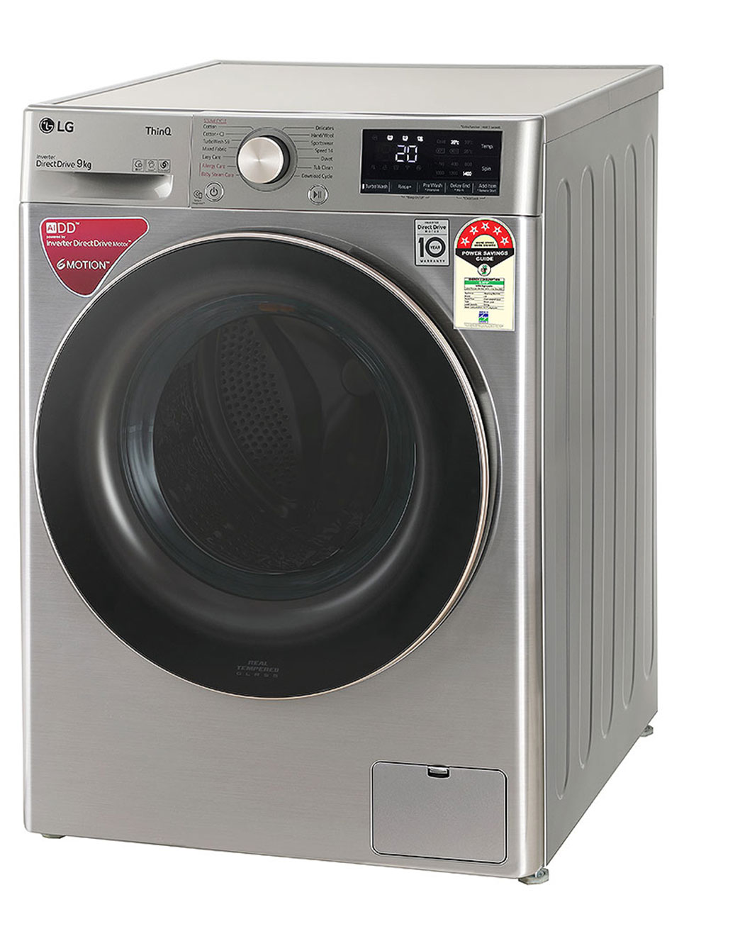 9KG TurboWash™ Front Load Washing Machine in Silver | LG NP