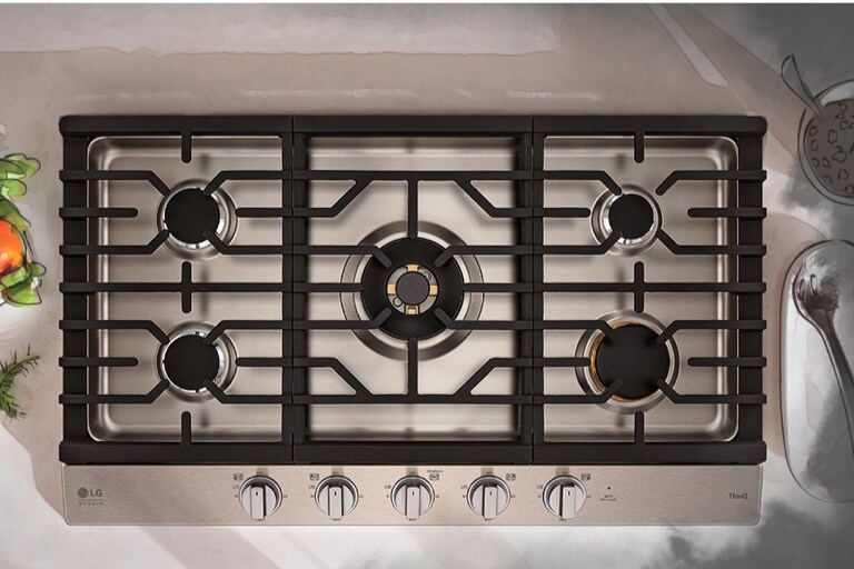 LG STUDIO 36” UltraHeat™ Gas Cooktop with EasyClean® (CBGS3628S) | LG USA
