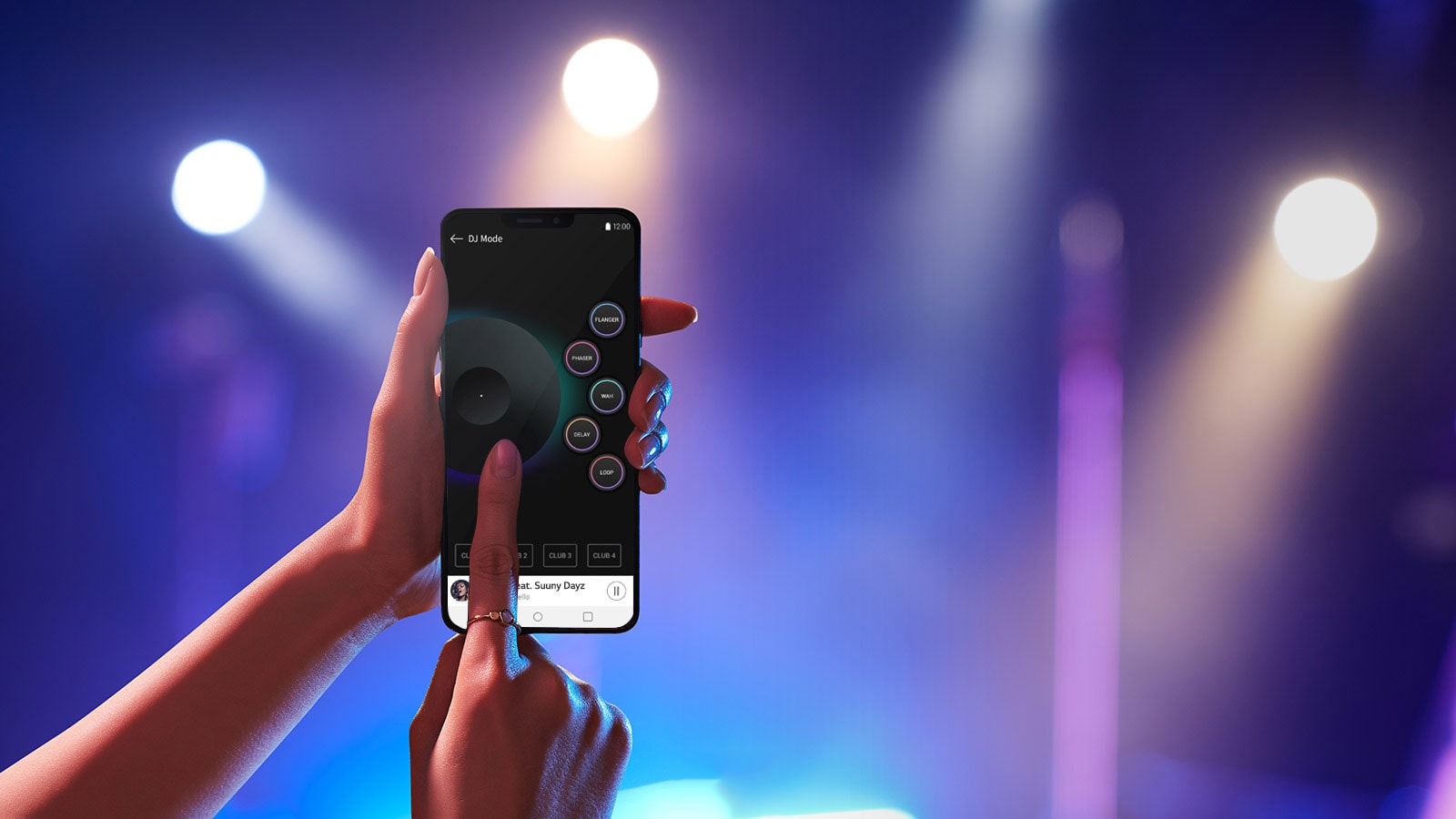 View of cell phone with DJ App control