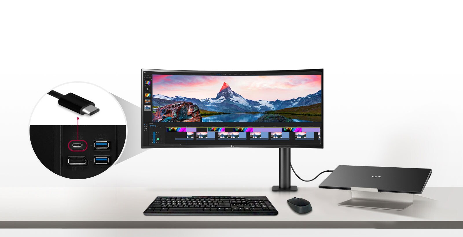 LG 34'' Curved UltraWide™ Ergo QHD IPS HDR Monitor with USB Type C ...