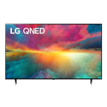 Вид телевизора LG QNED спереди с изображением на экране и логотипом продукта1
